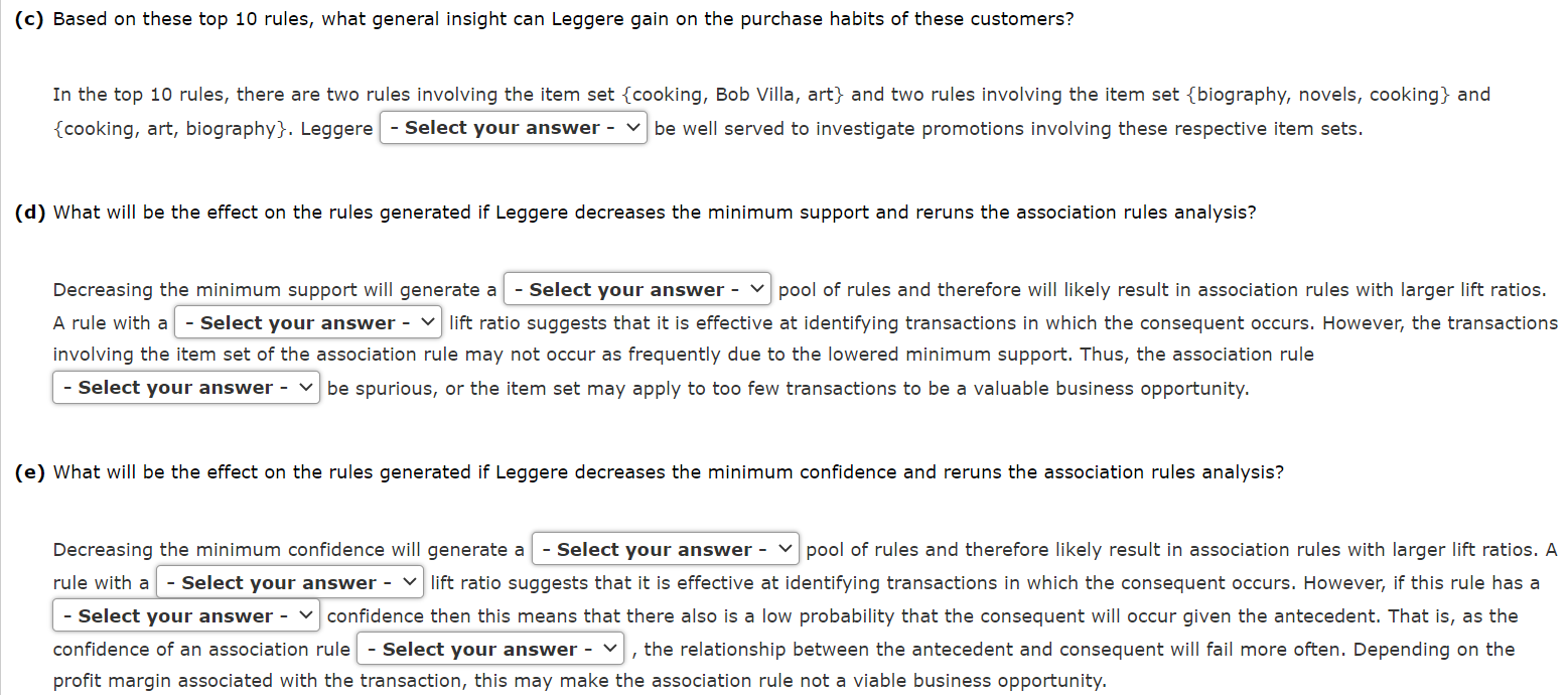 Solved Leggere, an internet book retailer, is interested in | Chegg.com