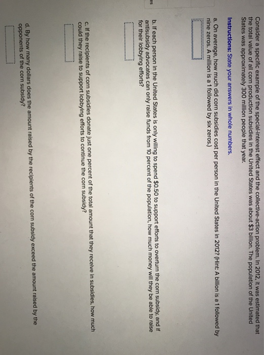 Solved Consider a specific example of the special-interest | Chegg.com