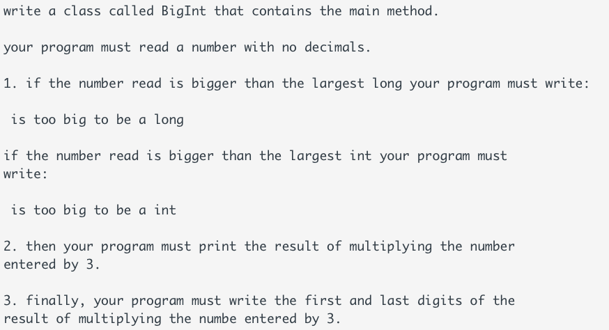 Solved write a class called BigInt that contains the main | Chegg.com