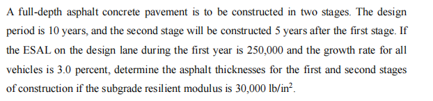 Solved A full-depth asphalt concrete pavement is to be | Chegg.com