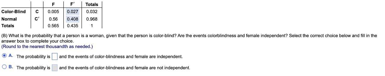 Solved (B) What is the probability that a person is a woman, | Chegg.com