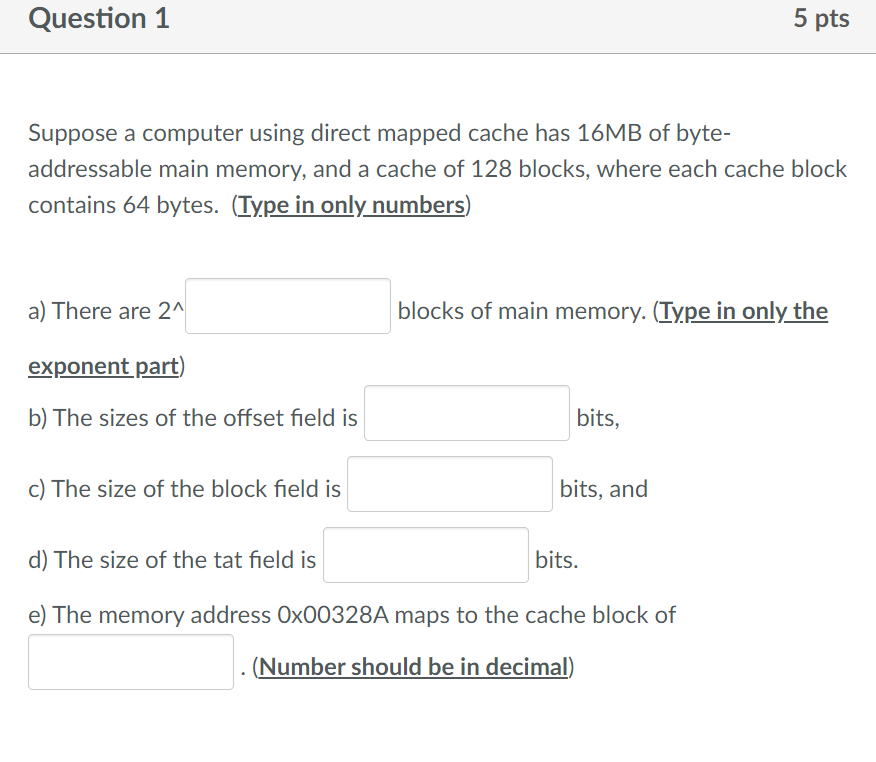 Solved Suppose a computer using direct mapped cache has 16MB | Chegg.com
