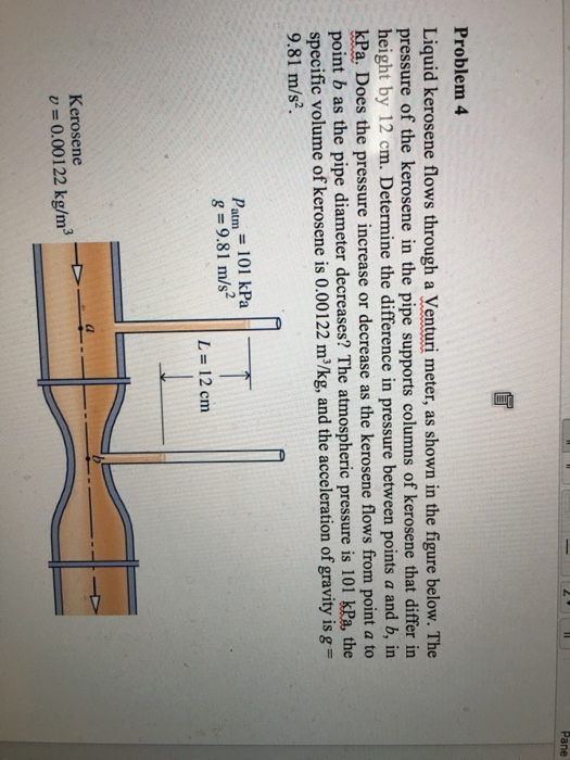 Solved Pane Problem 4 Liquid kerosene flows through a | Chegg.com