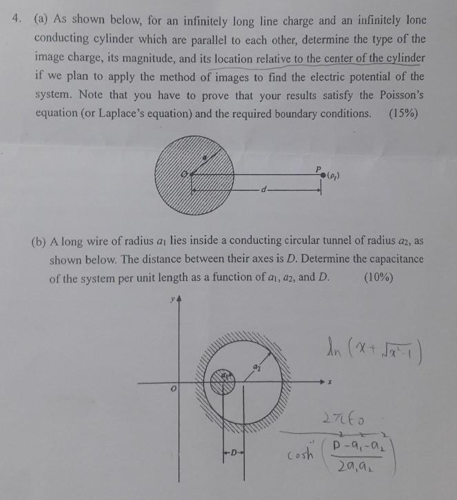 Solved 4. (a) As shown below, for an infinitely long line | Chegg.com