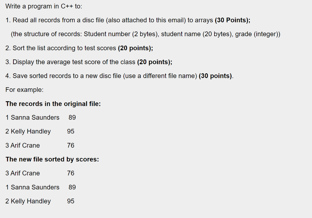 Solved Write a program in C++ to: 1. Read all records from a | Chegg.com