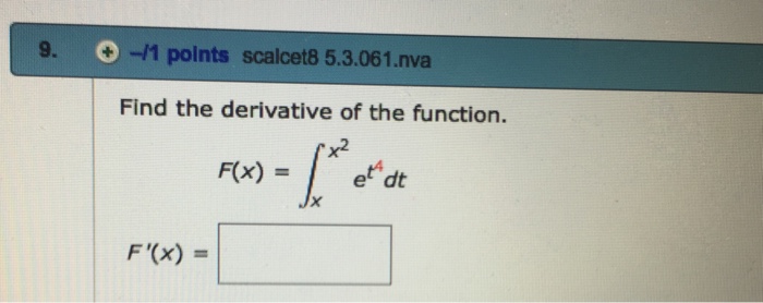 Solved Find the derivative of the function. F(x) = | Chegg.com