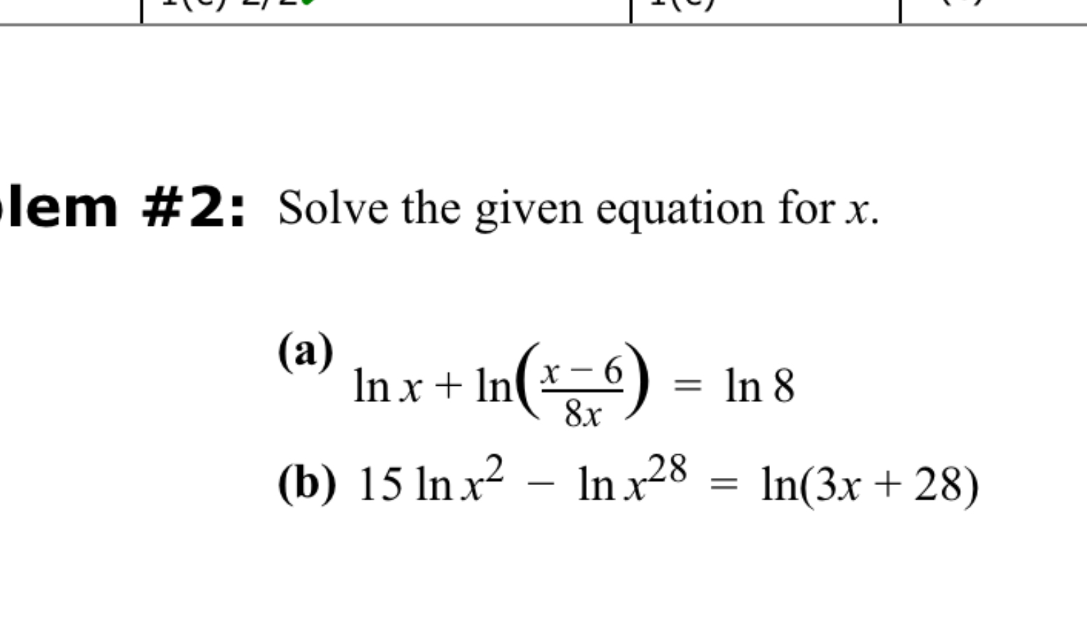 Solved lem # 2: Solve the given equation for | Chegg.com