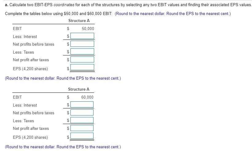 Solved EBIT—EPS and capital structure Data-Check is | Chegg.com