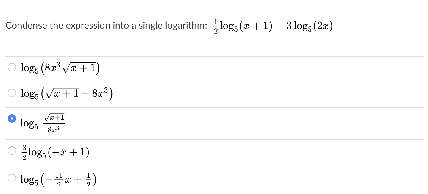 Solved Condense the expression into a single logarithm: 2 | Chegg.com