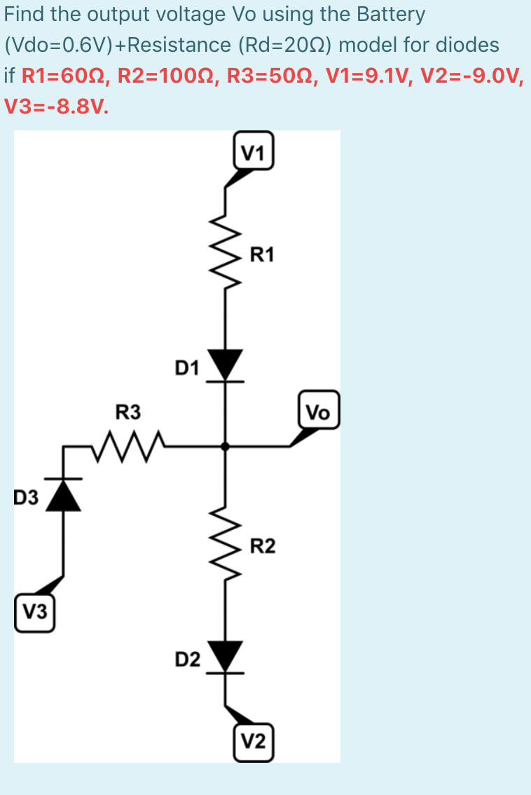 Solved Find the output voltage Vo using the Battery | Chegg.com
