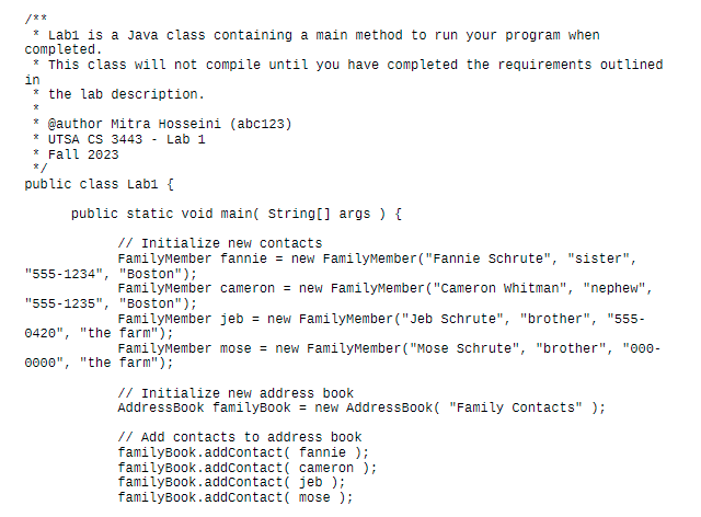 Solved This class will represent an Address Book, defined as | Chegg.com