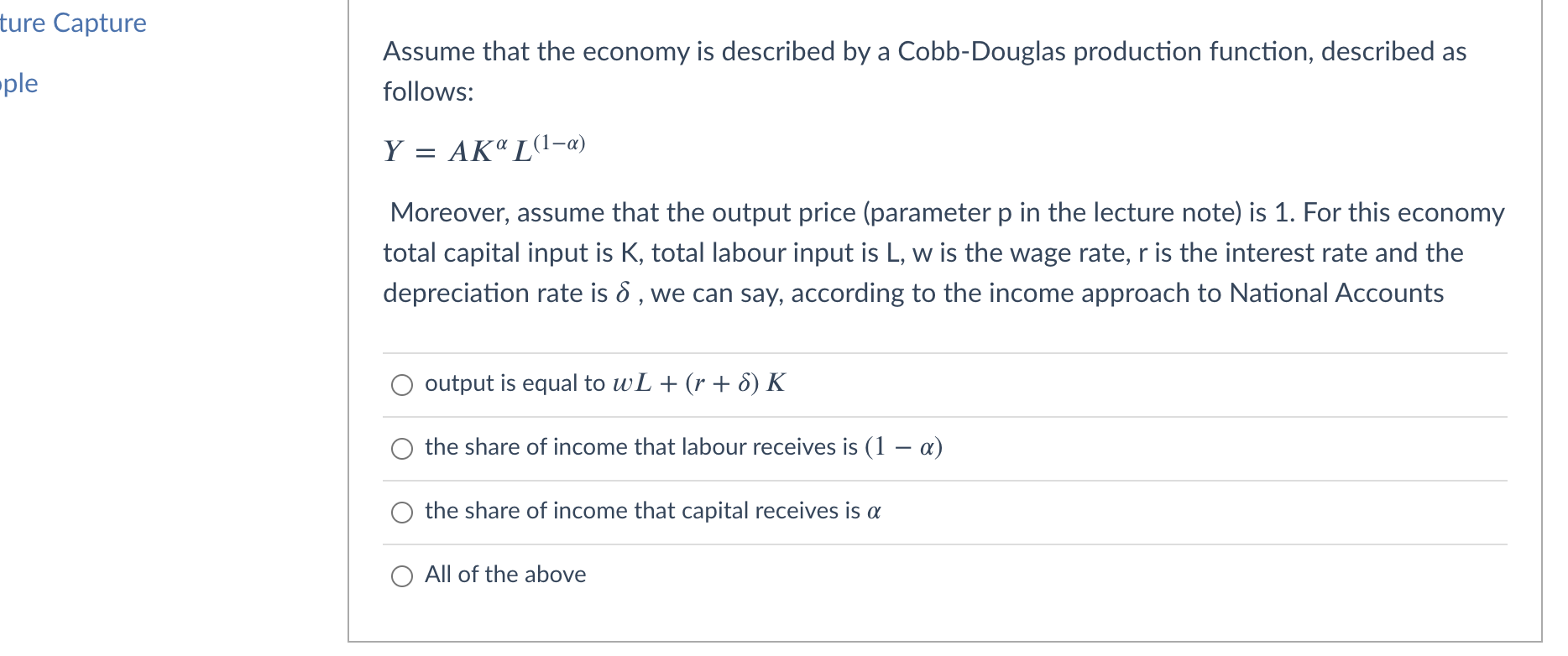 Solved ture Capture Assume that the economy is described by | Chegg.com