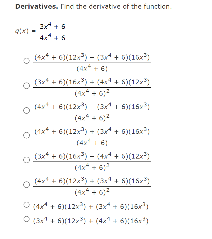 Solved Derivatives. Find the derivative of the function. | Chegg.com