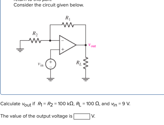 Solved Consider the circuit given below. R R2 Vout Vin RL | Chegg.com