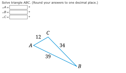 Solved Solve triangle ABC. (Round ﻿your answers to ﻿one | Chegg.com
