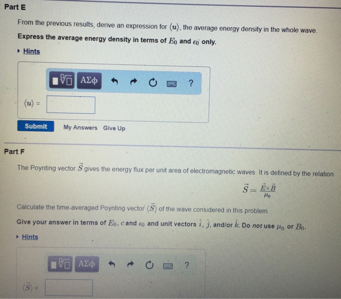 Solved Energy in Electromagnetic Waves Electromagnetic waves | Chegg.com
