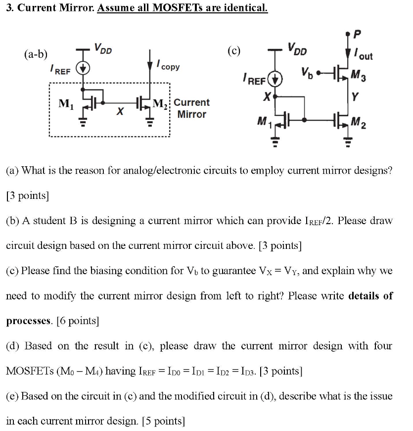 3. Current Mirror. Assume all MOSFETs are identical. | Chegg.com