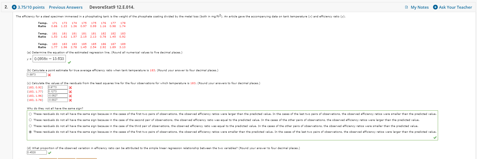 Solved 2. + 3.75/10 points Previous Answers DevoreStat9 | Chegg.com