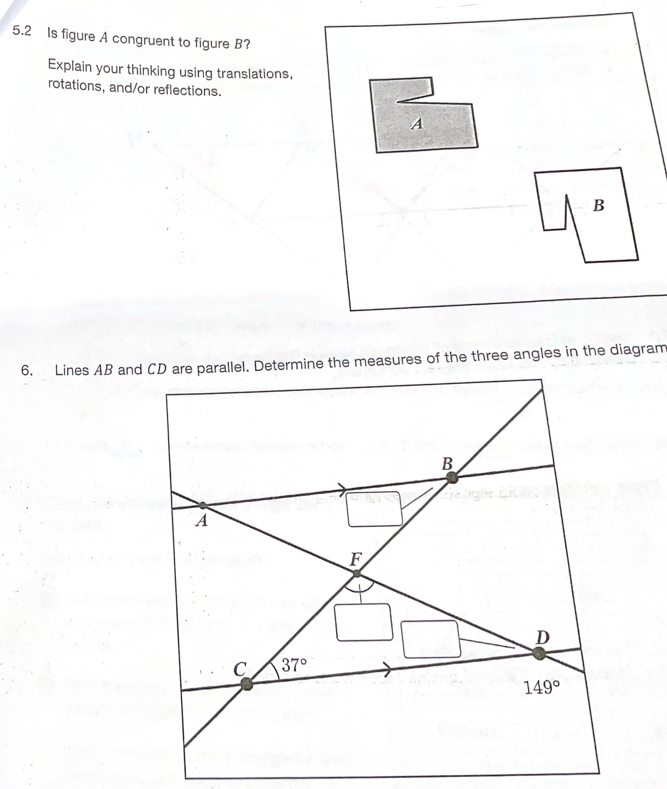 Solved 5.2 Is figure A congruent to figure B ? Explain your | Chegg.com