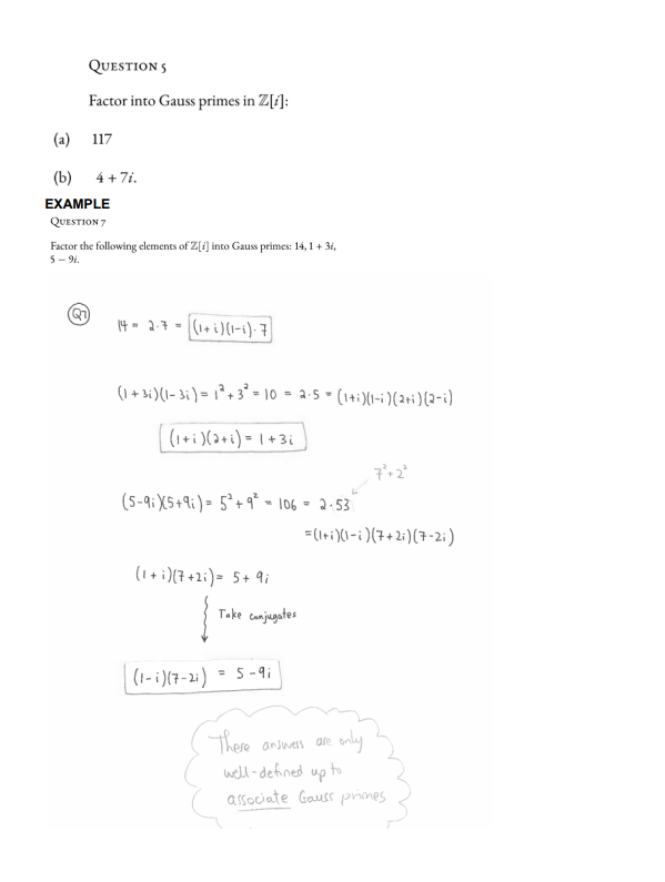 Solved QUESTION 5 Factor into Gauss primes in Z[i] : (a) 117 | Chegg.com