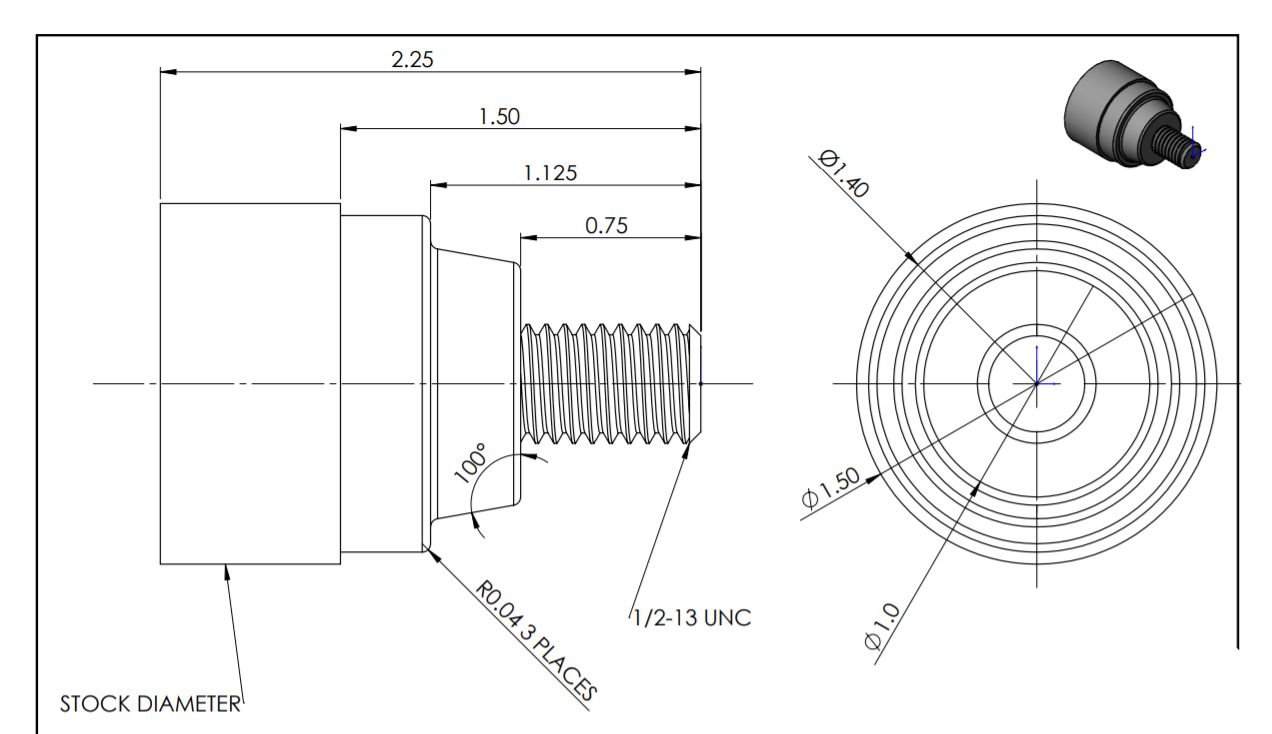 Solved Create a lathe program manually for the part drawing | Chegg.com
