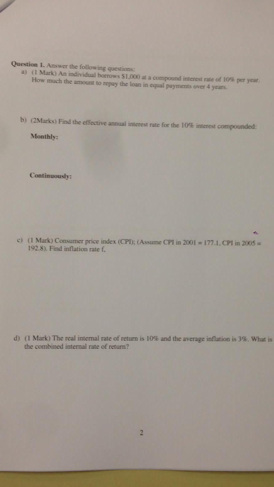 Solved Question 1. Answer the following questions: a) (1 | Chegg.com
