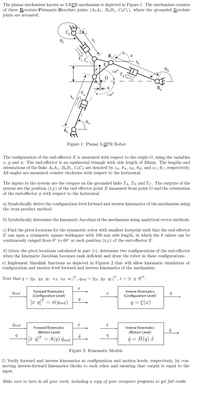 The planar mechanism known as 3-RPR mechanism is | Chegg.com