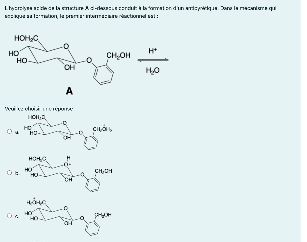 Solved L'hydrolyse acide de la structure A ci-dessous | Chegg.com