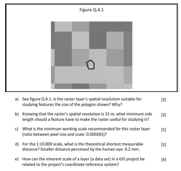 Solved a) See figure Q.4.1. Is the raster layer's spatial | Chegg.com
