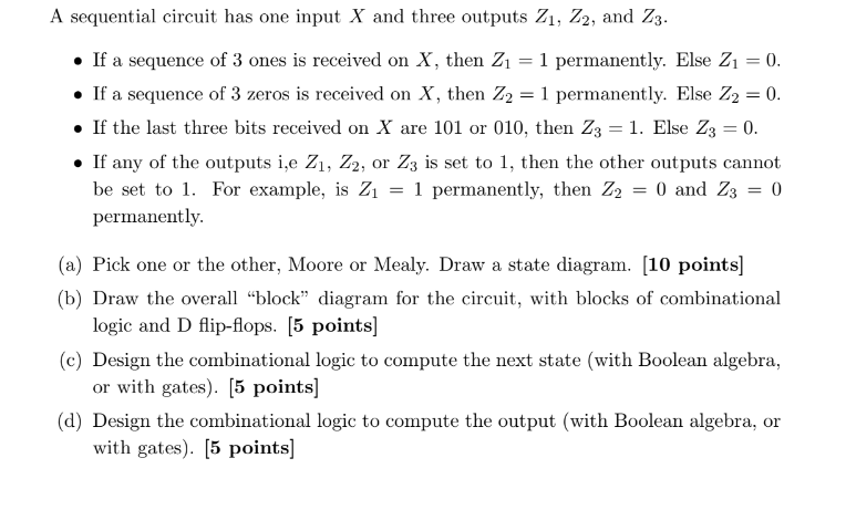 Solved A sequential circuit has one input x ﻿and three | Chegg.com
