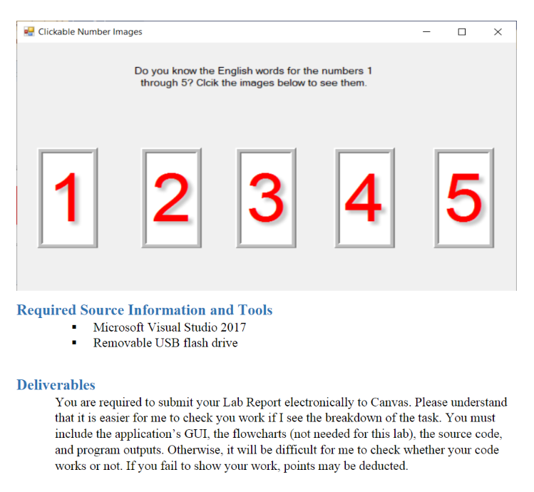 Solved Task 2: Design the Clickable Number Images | Chegg.com