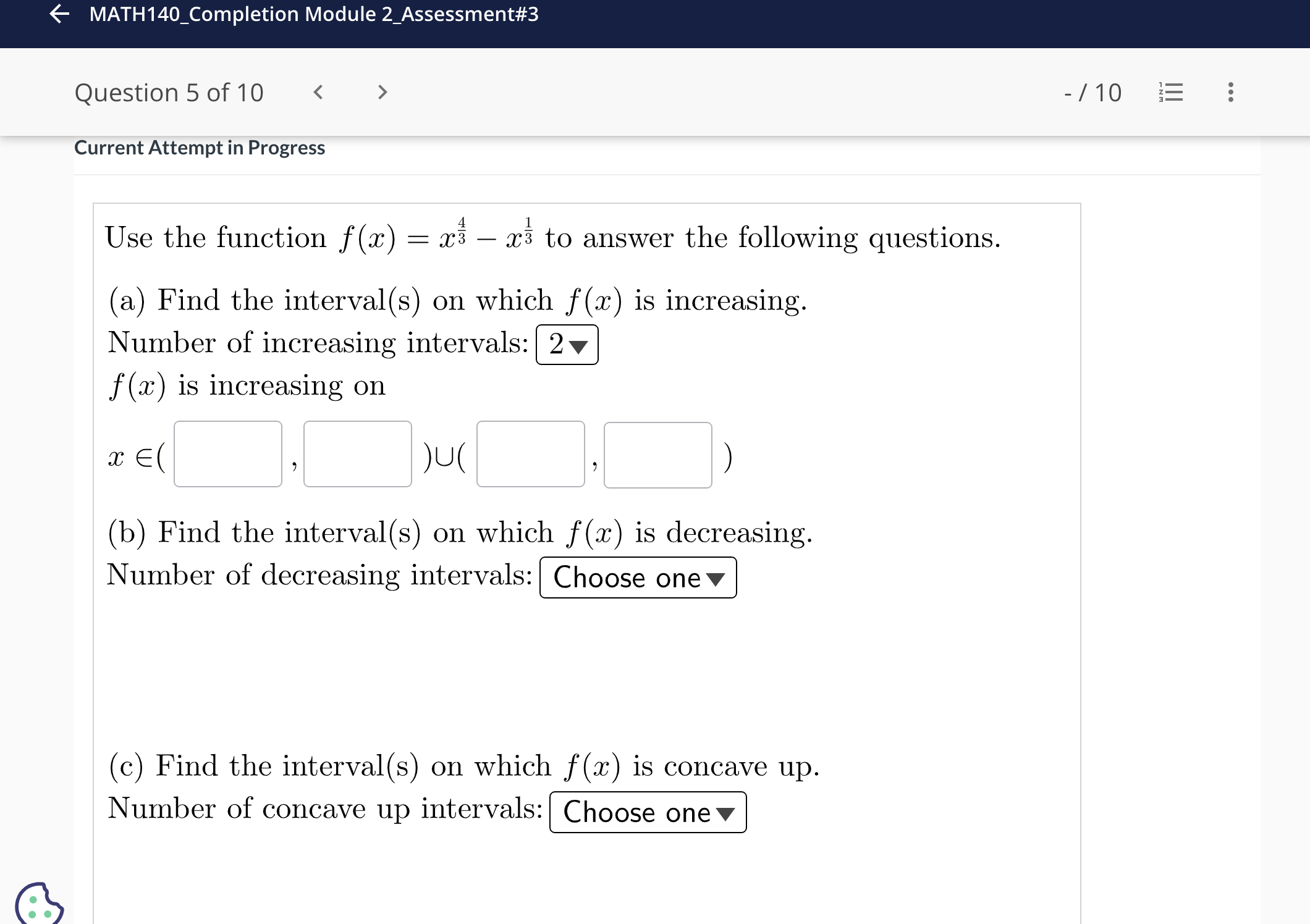 Solved Use the function f(x)=x34−x31 to answer the following | Chegg.com