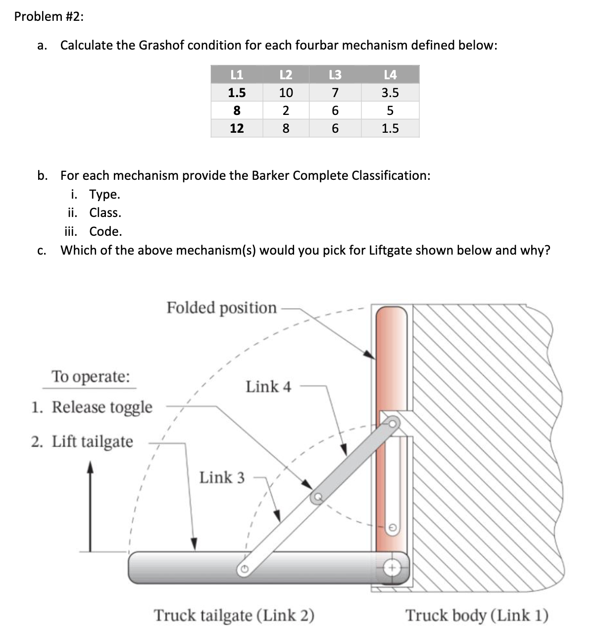Solved a. Calculate the Grashof condition for each fourbar | Chegg.com