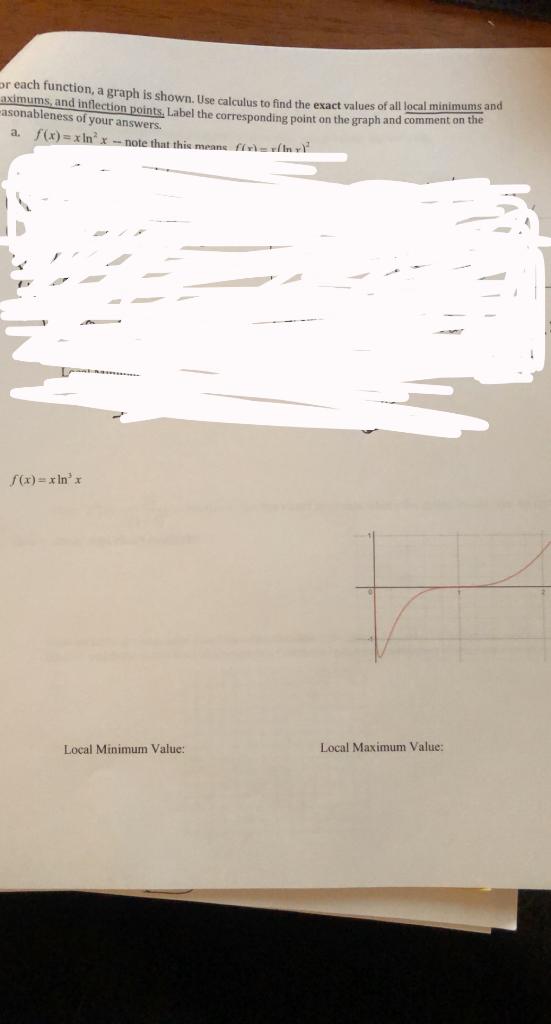 Solved or each function, a graph is shown. Use calculus to | Chegg.com