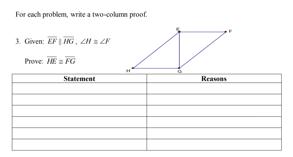Solved For each problem, write a two-column proof. 3. Given: | Chegg.com