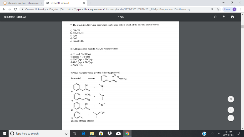 Chemistry Archive | July 04 2019 | Chegg.com