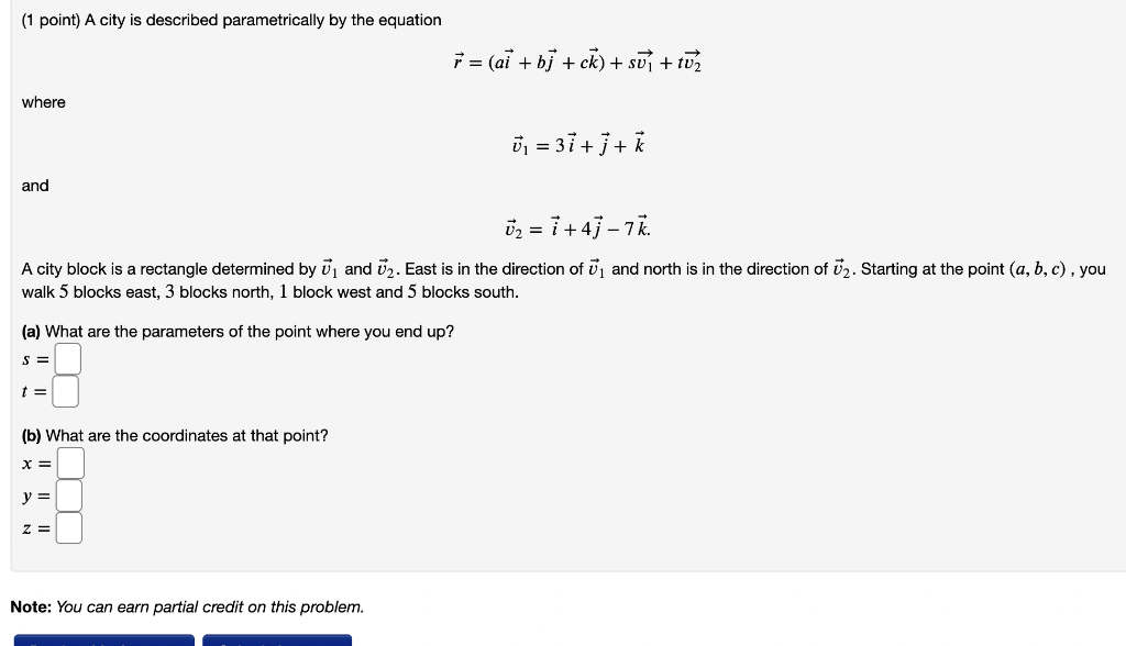 Solved (1 point) A city is described parametrically by the | Chegg.com