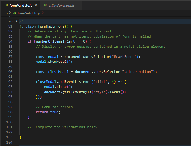 Solved All you have to do is add code to formvalidate.js. | Chegg.com