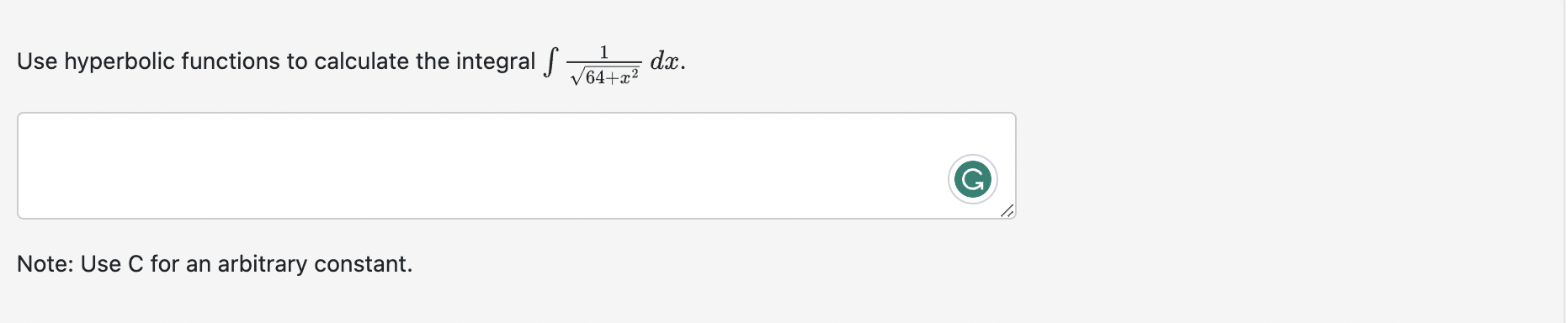 Solved Use hyperbolic functions to calculate the integral | Chegg.com