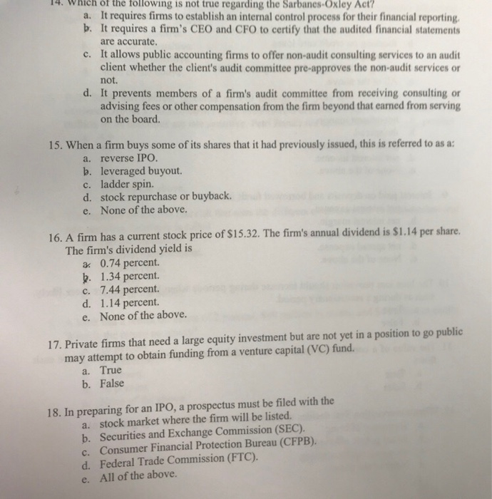 Solved 14. Which of the following is not true regarding the | Chegg.com