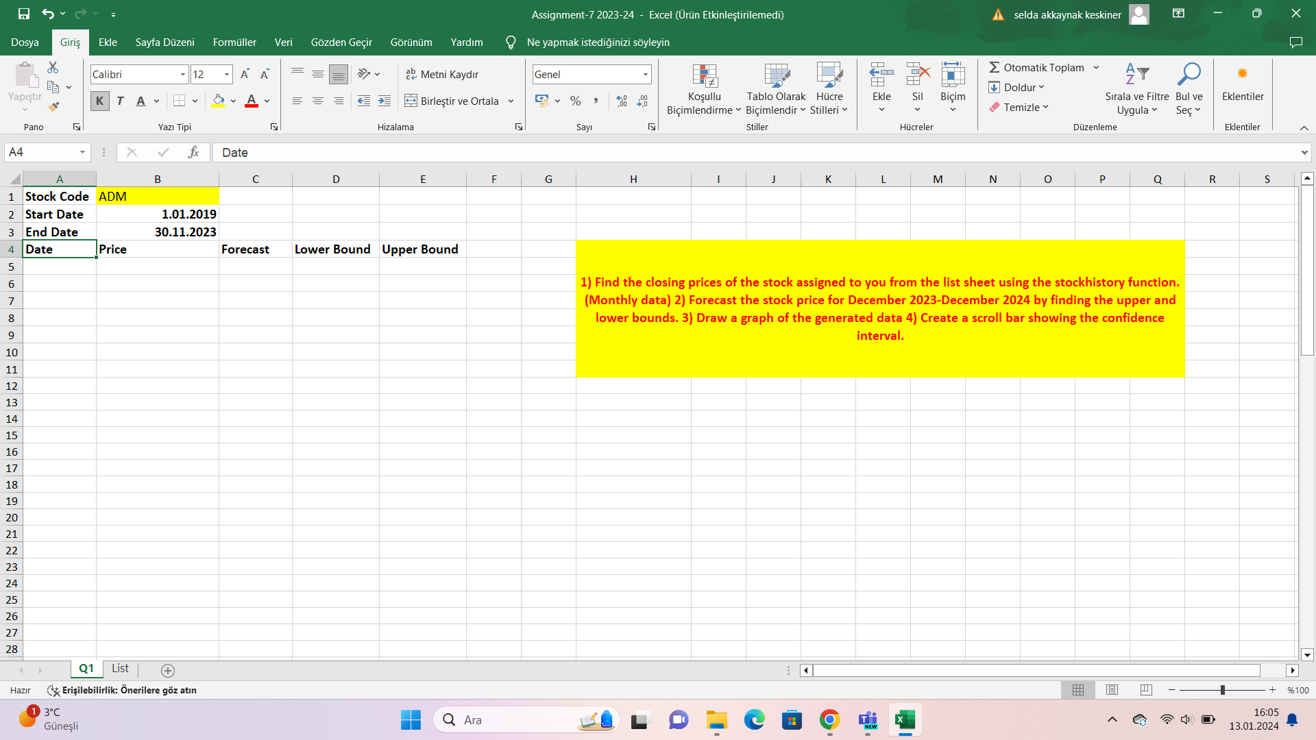 Solved 1) ﻿Find the closing prices of the stock assigned to | Chegg.com