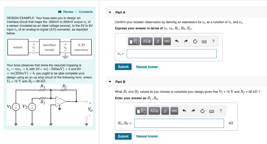 Solved Review 1 Constants Part A DESIGN EXAMPLE: Your boss | Chegg.com