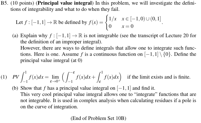 Solved B5. (10 points) (Principal value integral) In this | Chegg.com