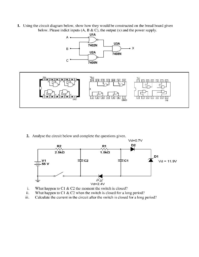 1. Using the circuit diagram below, show how they | Chegg.com
