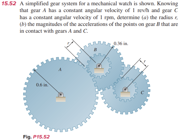 Solved 15.52 A simplified gear system for a mechanical watch | Chegg.com