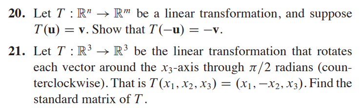 Solved 20. Let T:Rn→Rm be a linear transformation, and | Chegg.com