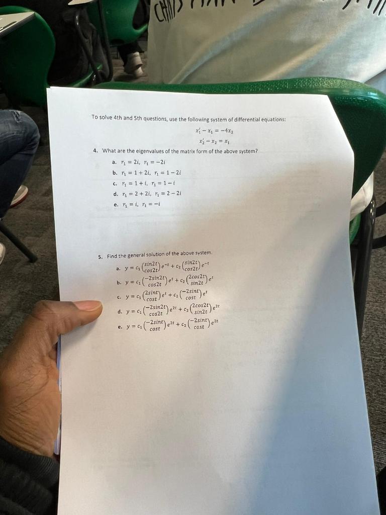 Solved To solve 4th and Sth questions, use the following | Chegg.com