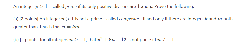 Solved An integer p > 1 is called prime if its only positive | Chegg.com