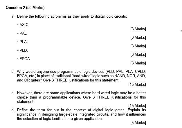Solved Question 2 (50 ﻿Marks) ﻿a. ﻿Define the following | Chegg.com