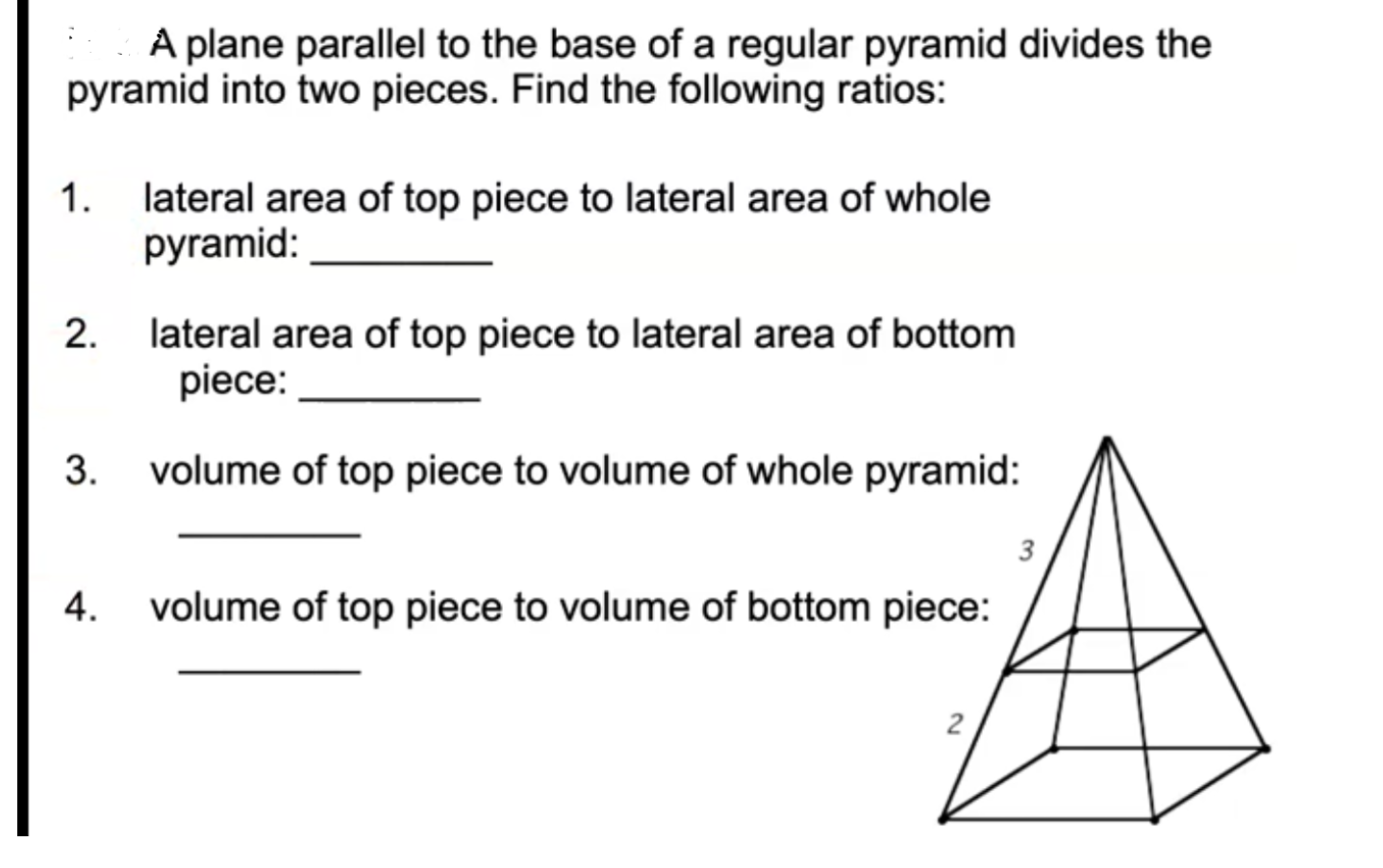 Solved A plane parallel to the base of a regular pyramid | Chegg.com
